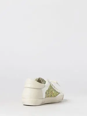 Philippe Model Low-top Sneakers In Calf Leather And Fabric With Glitter Inserts - Gold