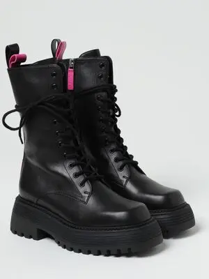 3JUIN Lace-up Combat Boots With Zip Detail