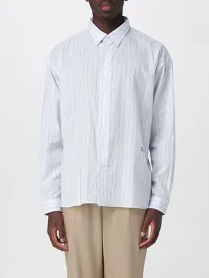 RANRA Striped Cotton Shirt With French Collar And Patch Pocket - Grey