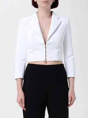 Elisabetta Franchi Crop Polyester Blazer - Ivory