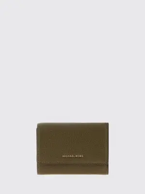 Michael Kors Bryant Leather Tri-fold Wallet With Metal Logo And Button - Green