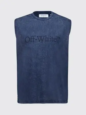 Off-White Cotton Tank Top With Crew Neck And Tone-on-tone Logo