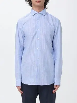 BOSS Striped Linen Shirt - Sky Blue