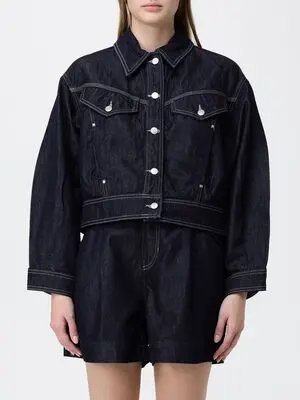 BOSS Cropped Denim Jacket In Cotton And Lyocell With Patch Pockets - Blue