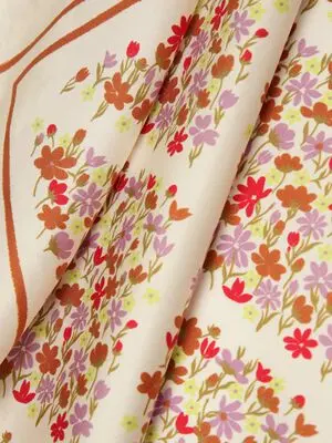 COCCINELLE Square Silk Scarf With All-over Floral Print - Ivory