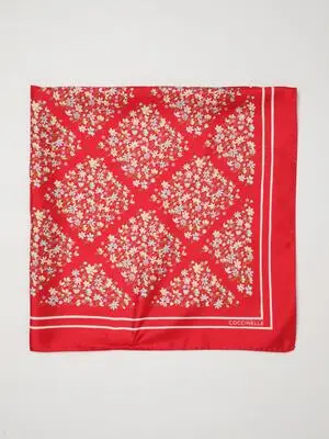 COCCINELLE Square Silk Scarf With All-over Floral Print - Red