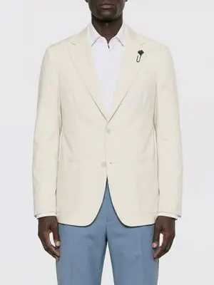 LARDINI Single-breasted Cotton And Silk Blazer - Beige