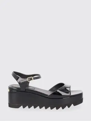 Stella McCartney Synthetic Leather Wedge Sandals - Black