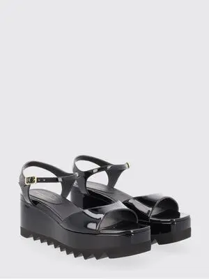 Stella McCartney Synthetic Leather Wedge Sandals - Black