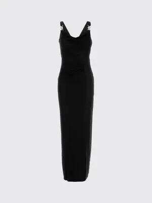 Versace Long Viscose Dress With Rhinestone Embellishments