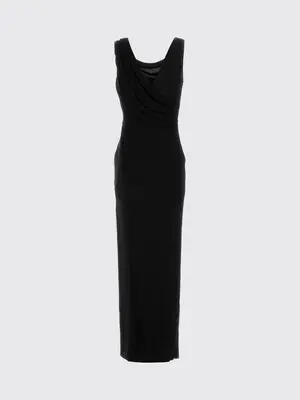 Versace Long Viscose Dress With Rhinestone Embellishments