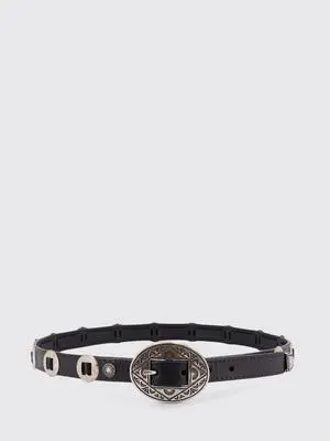 GOLDEN GOOSE Leather Belt With Silver Tone Embellishments - Black