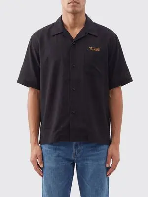 Visvim Silk Bowling Shirt With Rear Embroidered Logo - Black