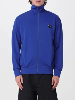 Play Comme Des Garcon High-neck Zipped Logo Sweatshirt In Cotton Blend - Navy