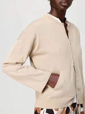 KANGRA Cotton Blend Zip Sweatshirt - Biscuit