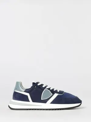Philippe Model Low-top Sneakers In Calf Leather And Mesh With Bi Design - Blue