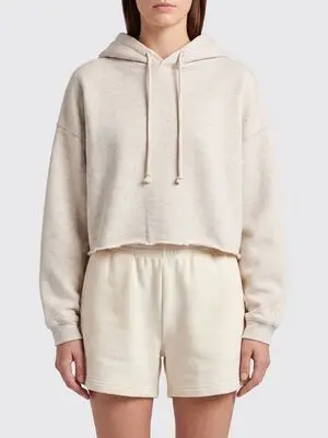 GOLDEN GOOSE Cropped Cotton Hoodie With Drop Shoulder - Grey
