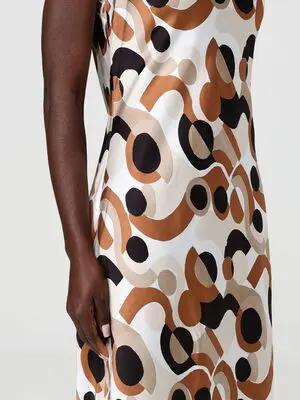 KANGRA Printed Viscose Long Dress - Brown