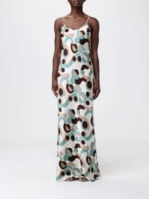 KANGRA Printed Viscose Long Dress - Mint