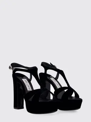 JIMMY CHOO Velvet Platform High Heel Sandals