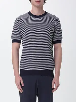 KANGRA Striped Cotton Crew Neck Knitwear - Blue