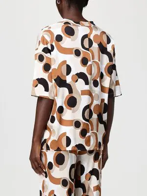 KANGRA Printed Stretch Viscose Blouse - Brown