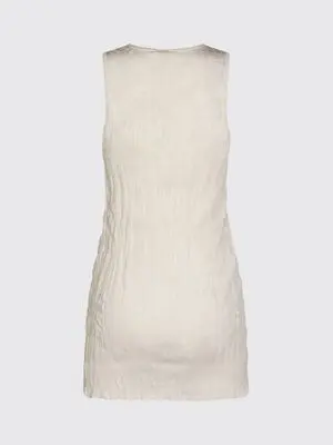 TOTEME Slim Fit Viscose Blend U-neck Top With Crinkled Effect - Orange