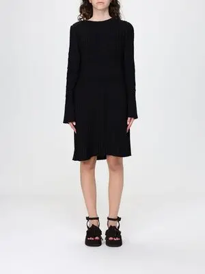 BOSS Ribbed Crêpe Mini Tunic With Long Sleeves And A Crew Neck - Black