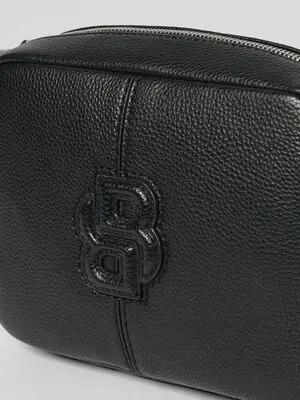 BOSS Grained Faux Leather Crossbody Bag - Black
