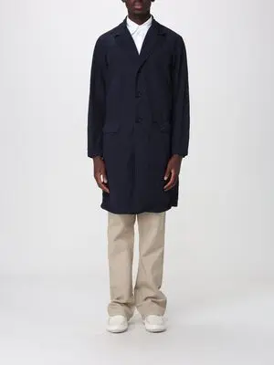Aspesi Knee-length Single-breasted Nylon Trench Coat With Lapel Collar - Blue