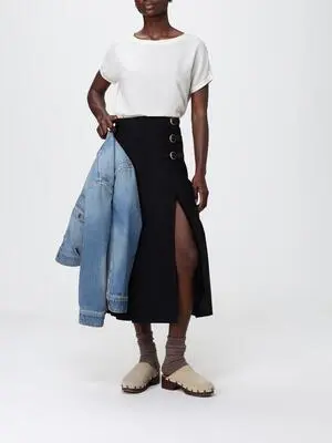 Chloé Virgin Wool Buckled Midi Skirt