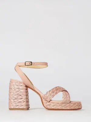 CastaÑer Valeriette Woven Raffia And Leather Sandal - Pink