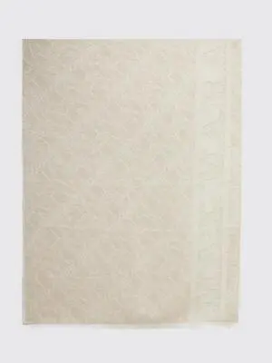 Max Mara Wool And Silk Scarf With Monogram - Beige