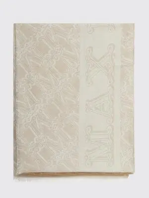Max Mara Wool And Silk Scarf With Monogram - Beige