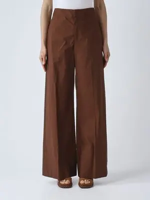 TWINSET Stretch Cotton Palazzo Trousers - Coffee