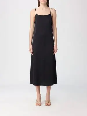 UMA WANG Cupro Midi Slip Dress With Square Neckline And Thin Straps - Black