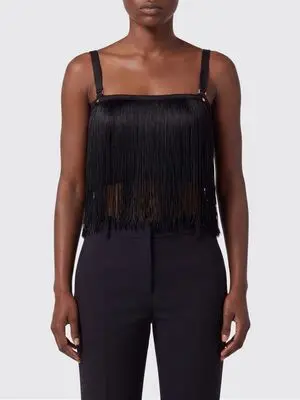 Elisabetta Franchi Fringed Tulle Crop Top - Black