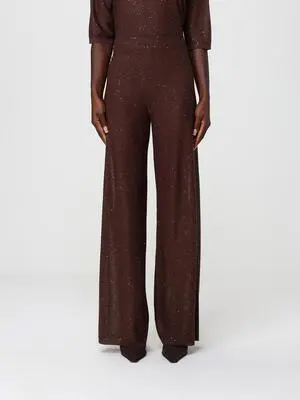 KANGRA Viscose Knit Trousers With Sequins - Cocoa