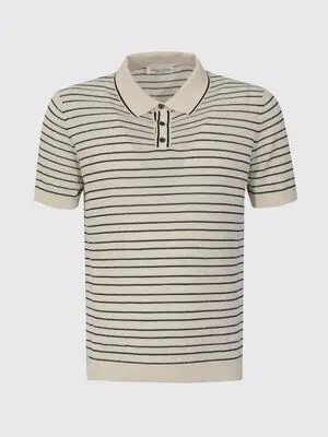 ROBERTO COLLINA Striped Cotton Knit Polo Shirt