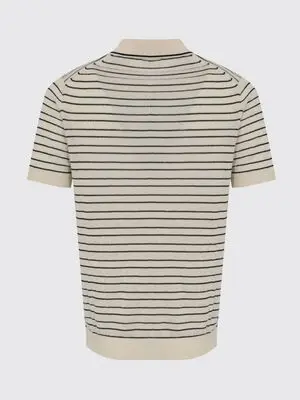 ROBERTO COLLINA Striped Cotton Knit Polo Shirt