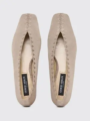 Giorgio Armani Suede Ballerinas With Stitching