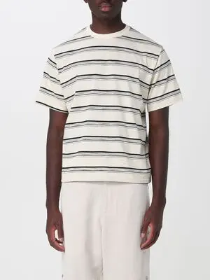 CARRER Striped Cotton Crewneck T-shirt With Embroidered Logo - Beige