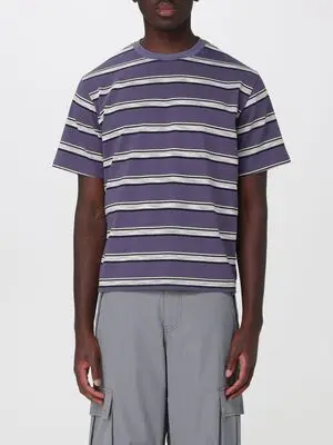 CARRER Striped Cotton Crewneck T-shirt With Embroidered Logo - Violet