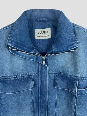 CARRER Name Barrau Cotton Bomber Jacket With High Neck - Denim