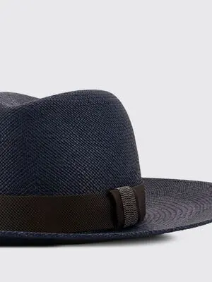 Brunello Cucinelli Raffia Panama Hat With Ribbon Detail