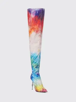 Philipp Plein Tie-dye Cuissardes Boots With Crystal Skull Embellishment