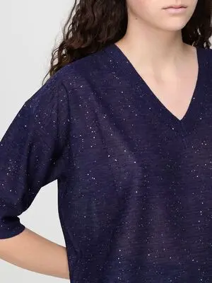KANGRA Viscose Blend V-neck Top With Sequins
