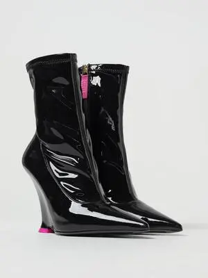 3JUIN Patent Wedge Ankle Boots