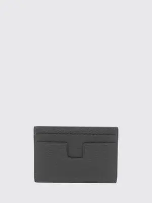TOM FORD Flat Calfskin Card Holder With Laminated Logo - Grey