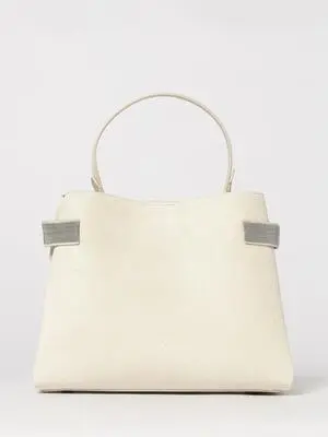 Brunello Cucinelli Suede Handbag With Monile Detail - Ecru